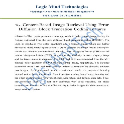 Content Based Image Retrieval Using Error Diffusion Block Truncation Coding Features Pdf