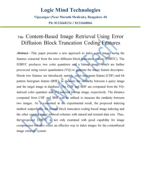 Content Based Image Retrieval Using Error Diffusion Block Truncation