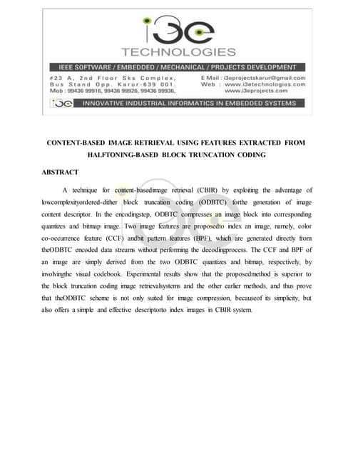Content Based Image Retrieval Using Features Extracted From Halftoning Based Block Truncation