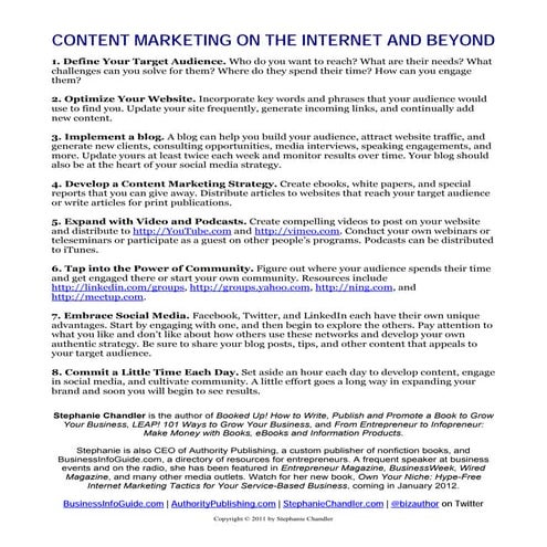 Content Marketing Handout | PDF | Social Networking | Internet