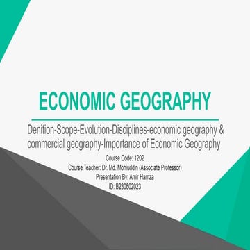 Introduction to Economic Geography: Definition | PPTX