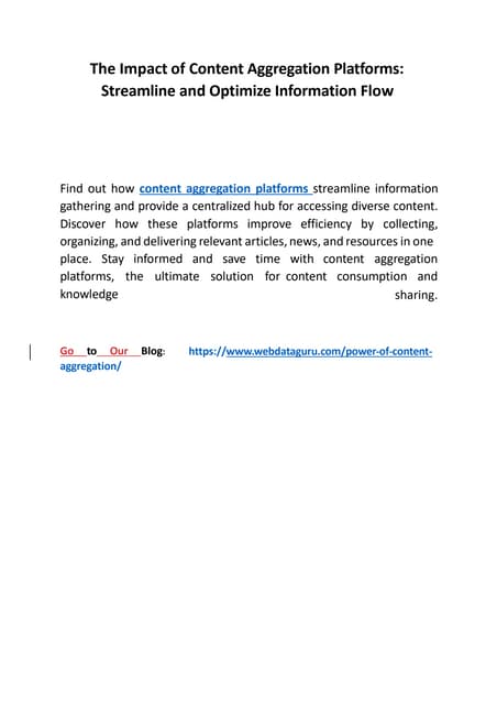 The Impact Of Content Aggregation Platforms Streamline And Optimize