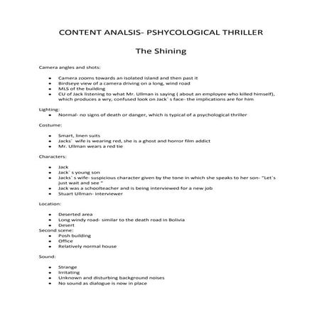 Content Analysis The Shining | DOCX