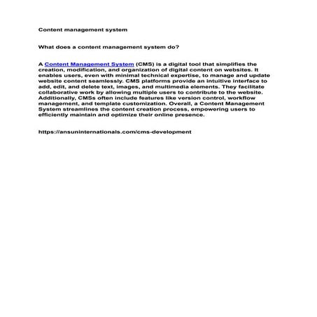 What does a content management system do? | PDF | Web Development ...