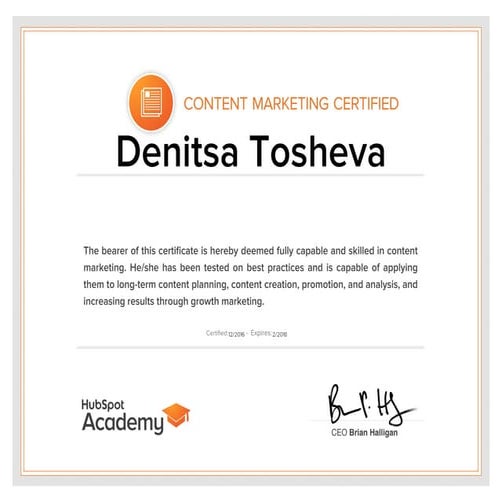 Content Marketing Certificate - HubSpot Academy | PDF