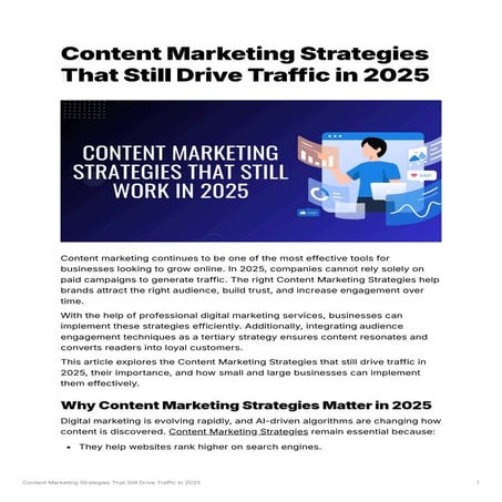 Content Marketing Strategies That Still Work in 2025 | PDF