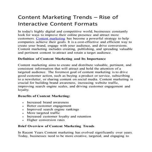 Content Marketing Trends – Rise of Interactive Content Formats | PDF