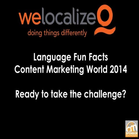 Content Marketing World 2014 Language Fun Fact Challenge by welocalize ...