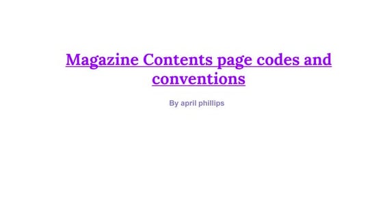 contents page codes and conventions | PPT