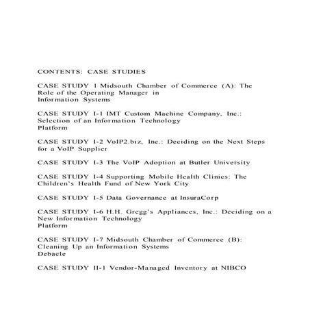 CONTENTS CASE STUDIESCASE STUDY 1 Midsouth Chamber of | DOCX | Business ...