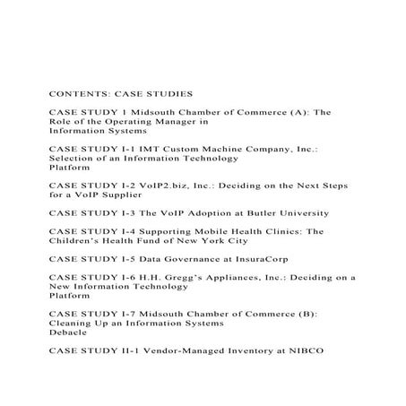 CONTENTS CASE STUDIESCASE STUDY 1 Midsouth Chamber of.docx