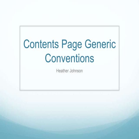 Contents Page Conventions | PPT