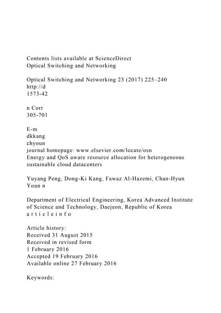 ENERGY EFFICIENT VIRTUAL NETWORK EMBEDDING FOR CLOUD NETWORKS | PDF