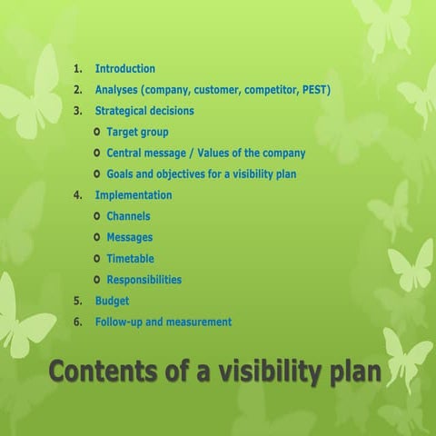 Contents of a visibility plan | PPTX
