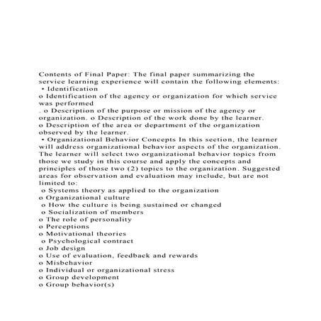 Contents of Final Paper The final paper summarizing the s.docx