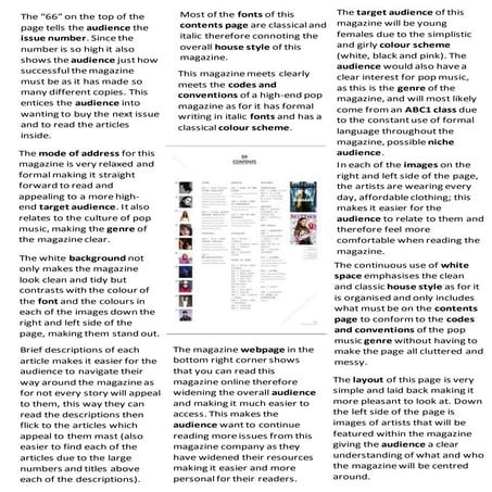 Notion magazine contents page analysis | PDF