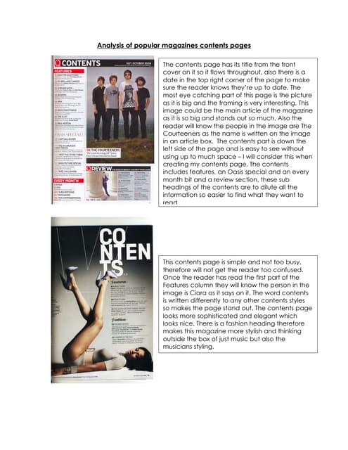 Contents page analysis vibe | DOCX