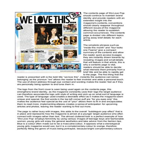 Contents Page Analysis- We Love Pop | DOCX