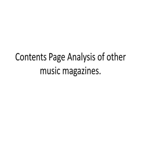 Music Magazine Contents Page Analysis | PPTX