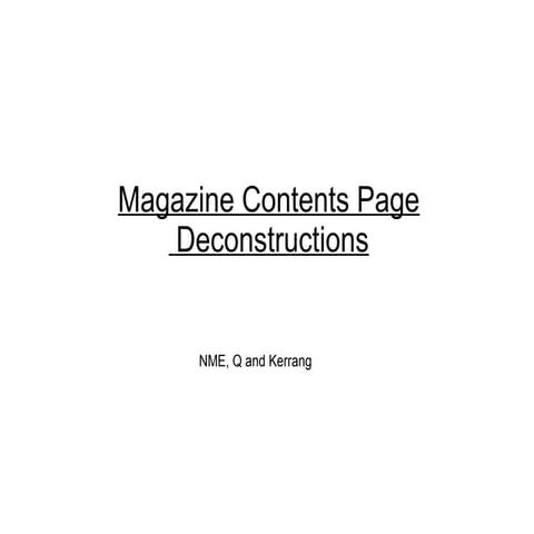 Contents page of NME magazine | DOCX