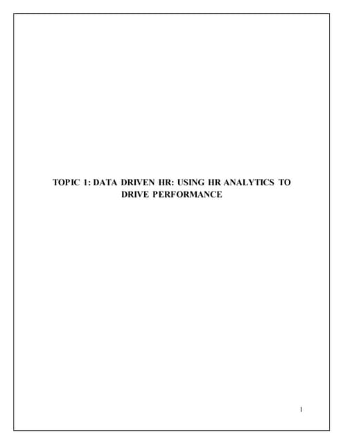 Data Driven Hr Using Hr Analytics To Drive Performance Pdf