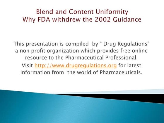 Blend uniformity | PPTX | Pharmaceutical Industry | Industries