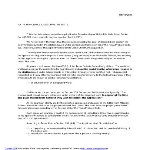 Contestment of guardianship | PDF