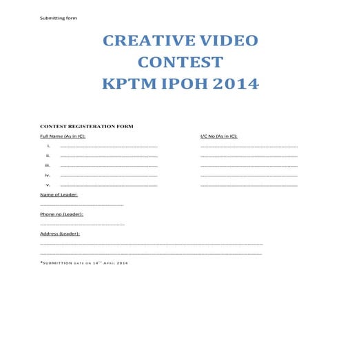 Contest participation form | PDF