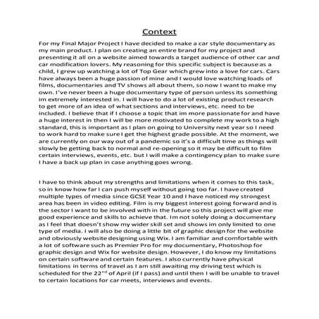 Context | DOCX | Video Production | Content Production