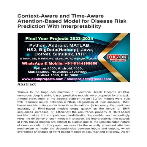 Context-Aware and Time-Aware Attention-Based Model for Disease Risk Prediction With ...