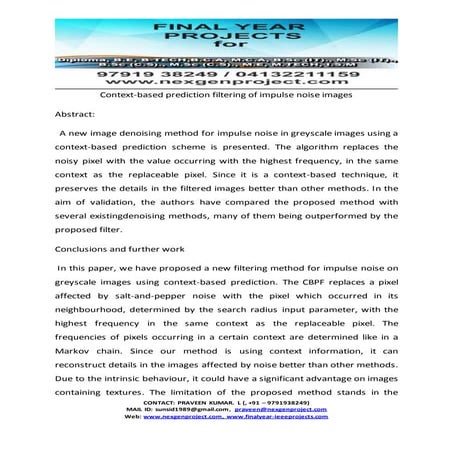 Context-based prediction filtering of impulse noise images | DOCX ...