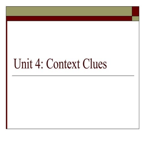 Context Cluesunit4 | PPT