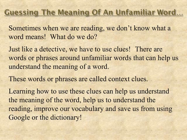 4-BA-ENGLISH4-USE CONTEXT CLUES TO FIND MEANING OF UNFAMILIAR WORDS-TR ...