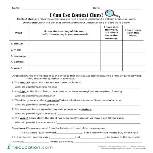 Context clues(1) | PDF