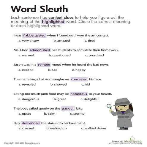Context clues wordsss worksheet | PDF