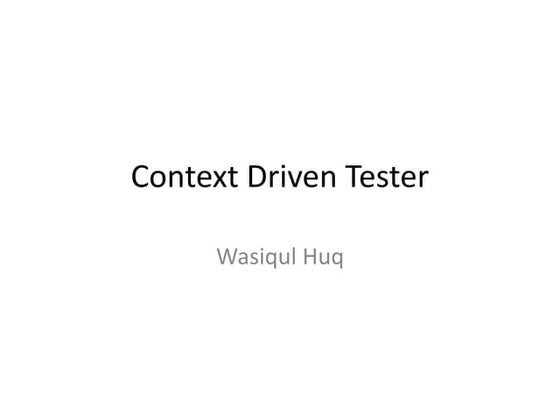 Michał Stryjak, Poznaj Context-Driven Testing | PPT Michał Stryjak, Poznaj Context-Driven Testing | PPT