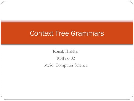 Context free grammars | PPT | Programming Languages | Computing