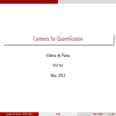 Contexts for Quantification | PPT