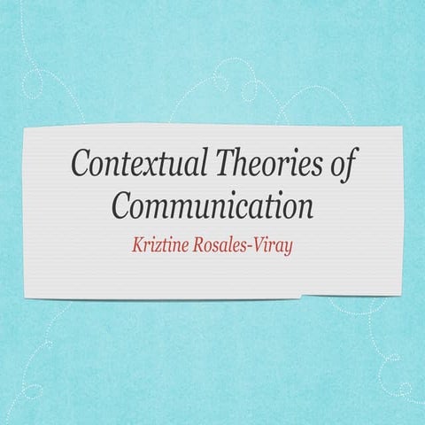Contextual theories of communication pdf | PDF
