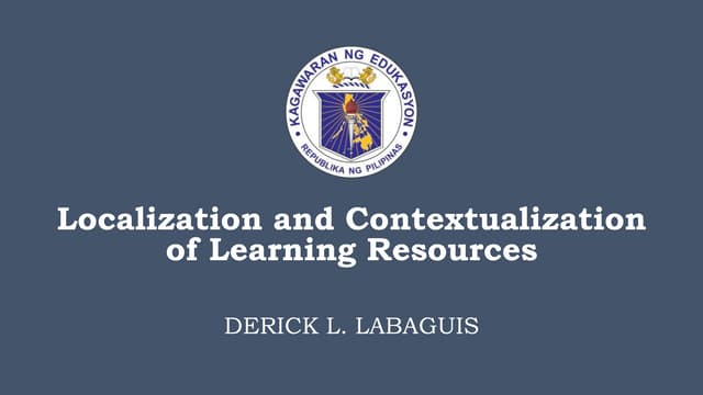 Contextualization/Localization of Lesson Plan | PPTX