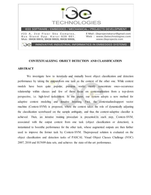 Contextualizing Object Detection And Classification Pdf