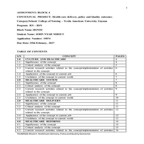 ASSIGNMENT: BLOCK 4 | DOCX | Medical Health