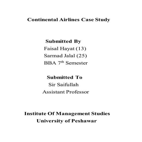 Continental Airlines Case Study ! | DOCX