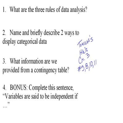 Contingency Tables 1 | PPT