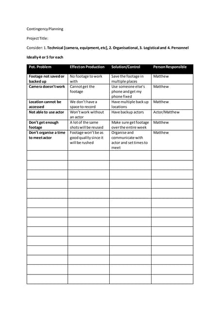 Contingency form 2017 | PDF