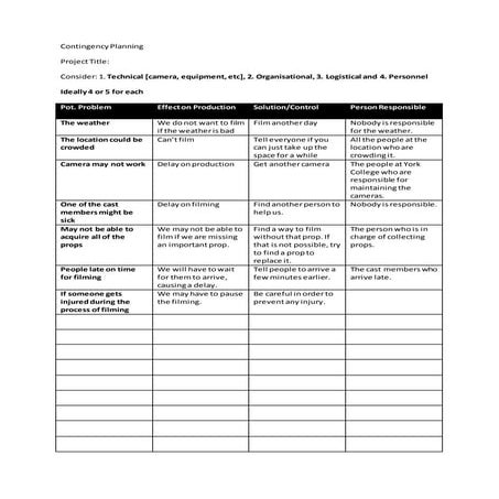 Contingency form 2017 | PDF