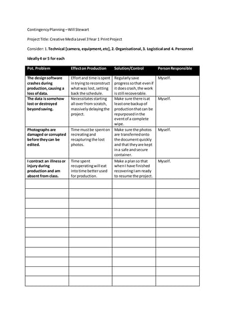 Contingency form 2017 | PDF