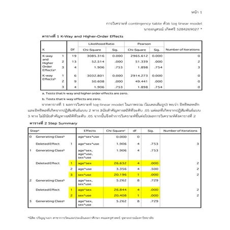 การวิเคราะห์ Contingency table ด้วย log linear model | PDF