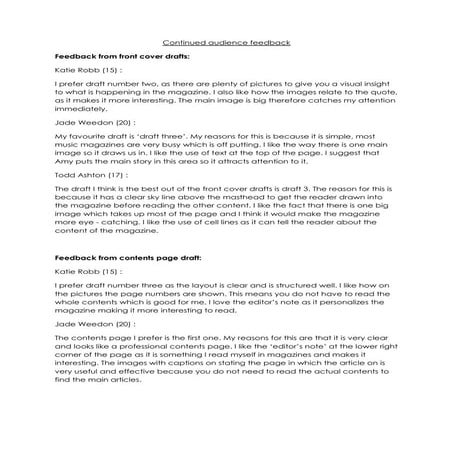 Continued audience feedback | DOCX