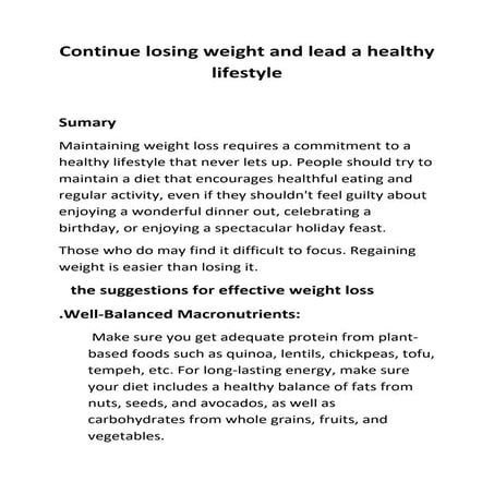 Continue losing weight and lead a healthy lifestyle.docx